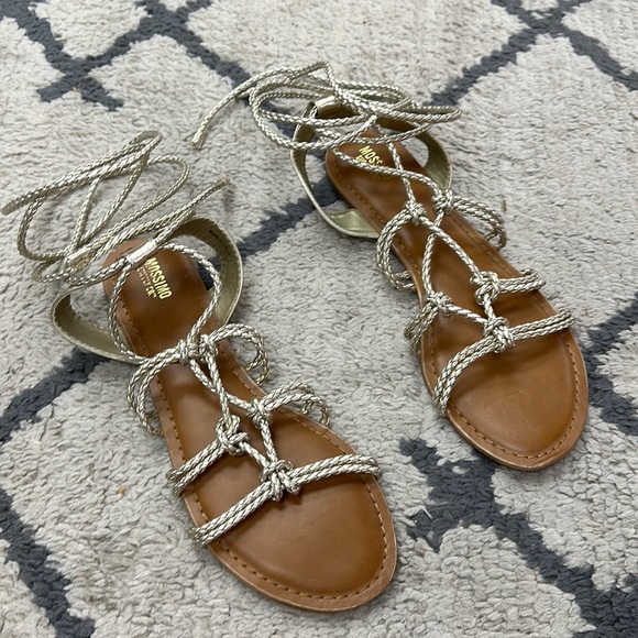 Mossimo Supply Co. | Shoes | Mossimo Metallic Ankle Tie Sandals ...